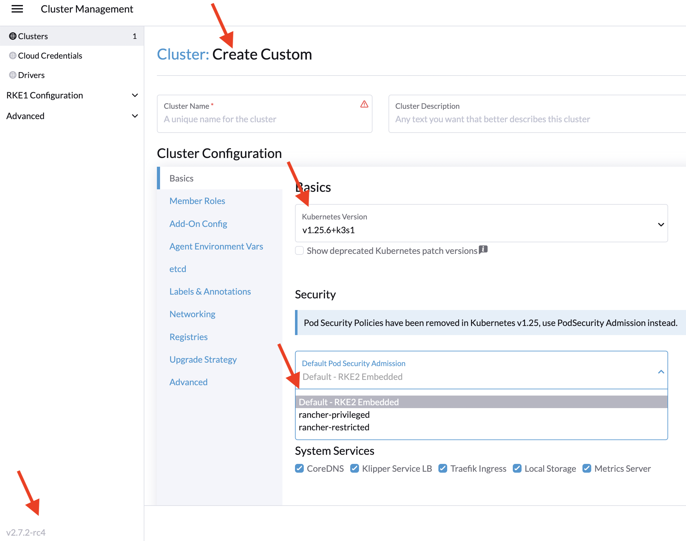 Update Default Dropdown Option Label For Psa In Rke2k3s Cluster Editor For K3s Default Case K8s 