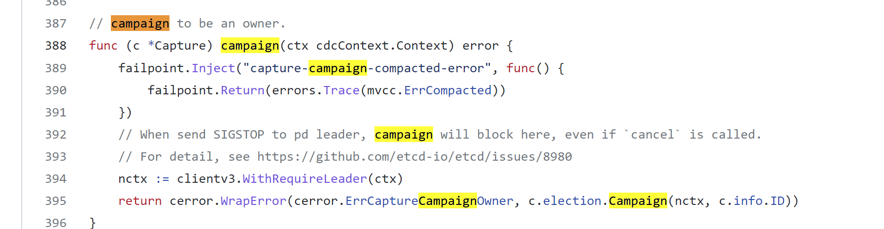 cdc: `WithRequireLeader` is useless for `Campaign` stuck · Issue #280 ...