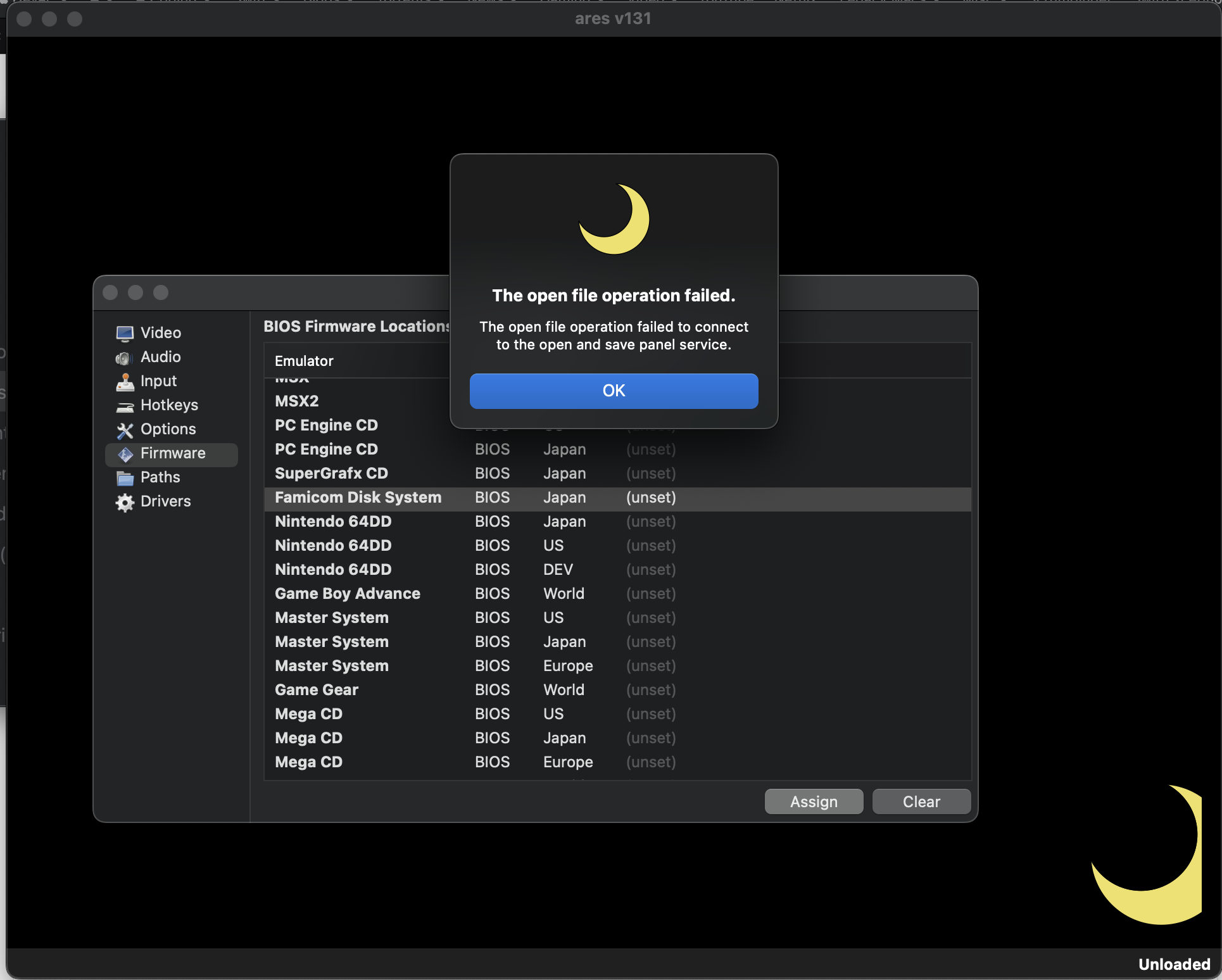 MacOS can't assign firmware · Issue #890 · ares-emulator/ares · GitHub