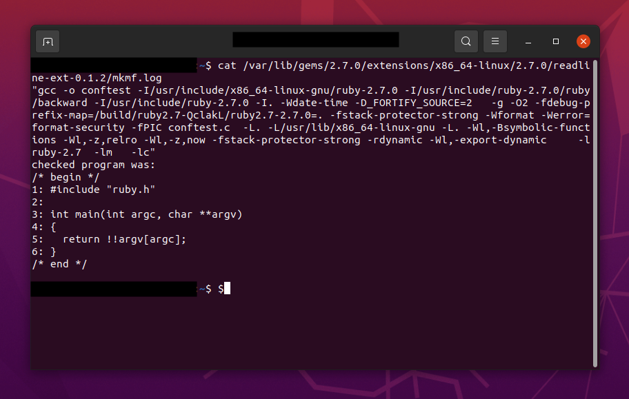 Gem update fails on Ubuntu 20.04 · Issue #7 · ruby/readline-ext · GitHub