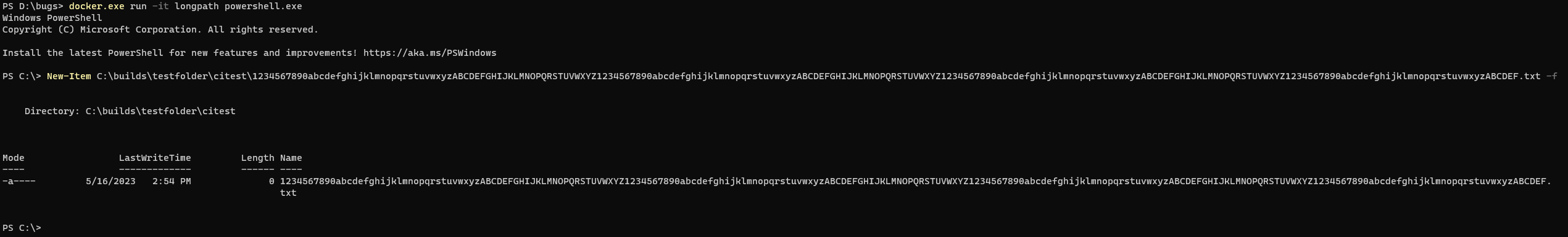 Windows image doesn't support file length longer than 260 characters even after setting ...