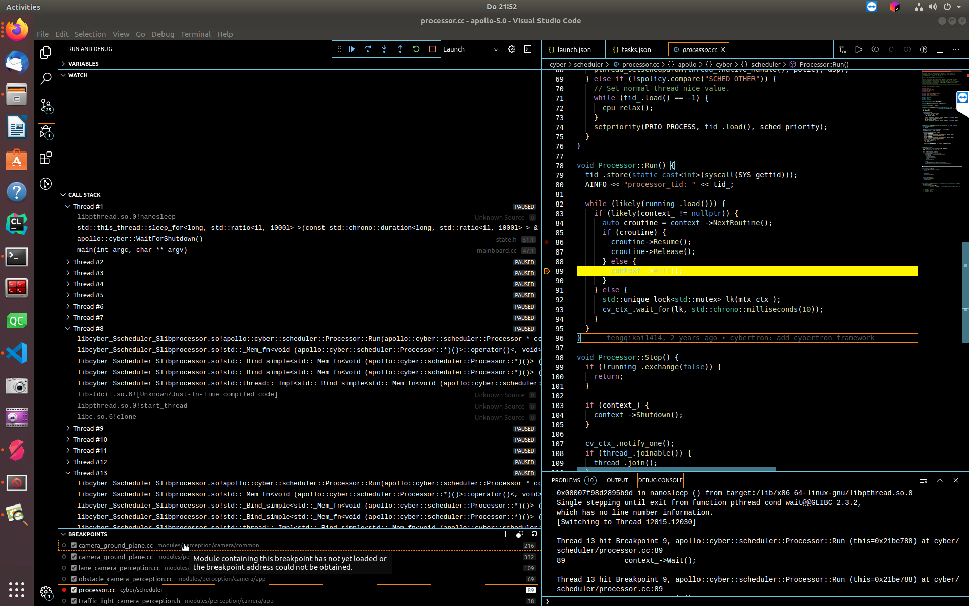 Help needed for debugging the Perception module with VSCode · Issue #10932 · ApolloAuto/apollo ...