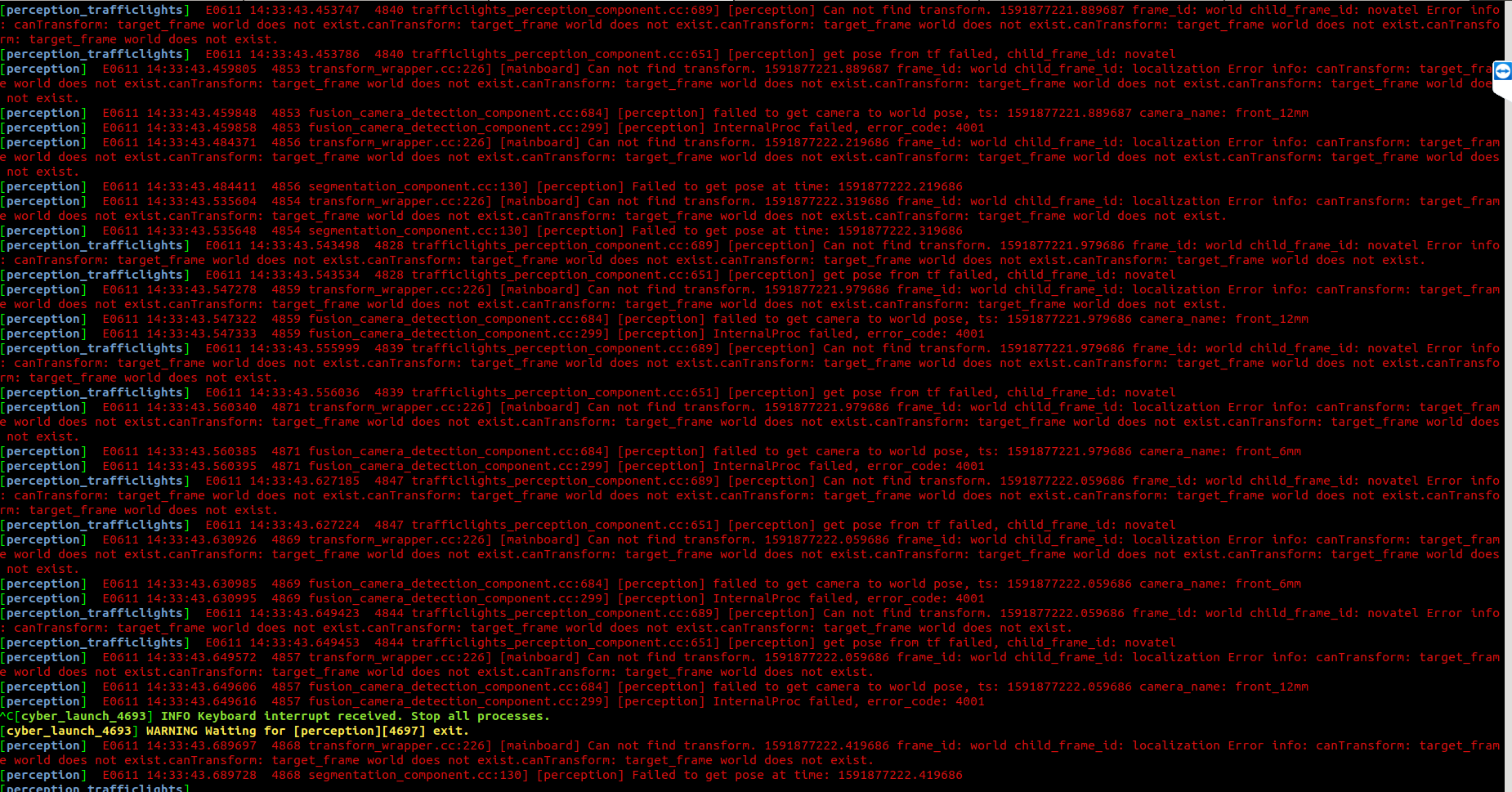 Apollo Perception Module Does Not Work Properly Without Dreamview Running In The Background