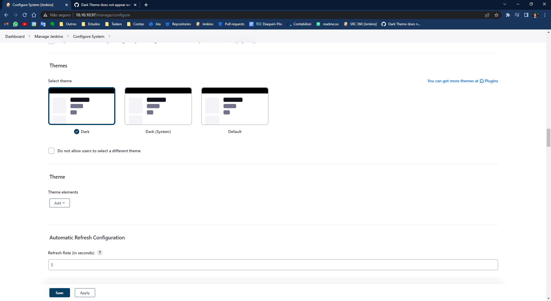 Dark Theme does not appear well · Issue #331 · jenkinsci/dark-theme-plugin · GitHub