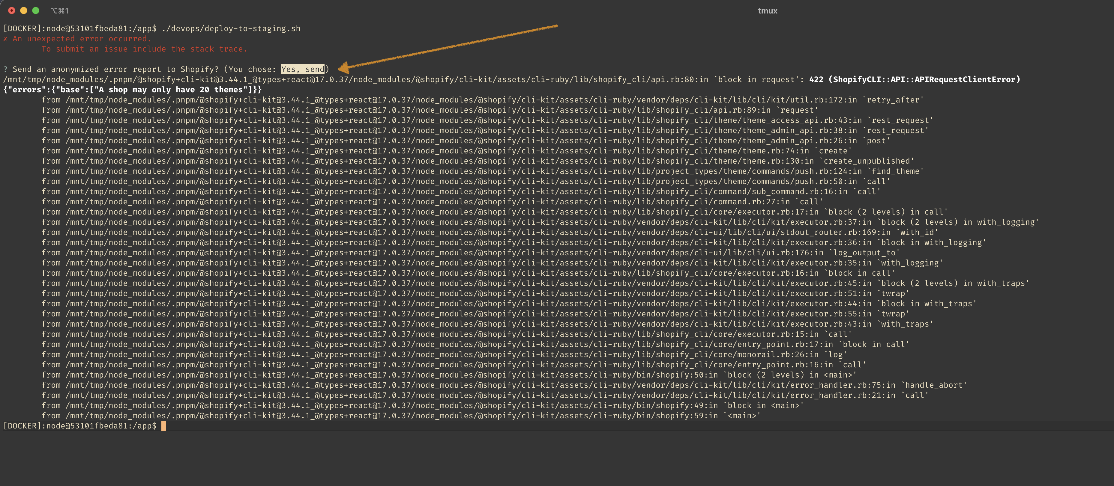 Bug `shopify Theme Push` Shows Interactive Send Error Report Prompt Even With Shopifycli