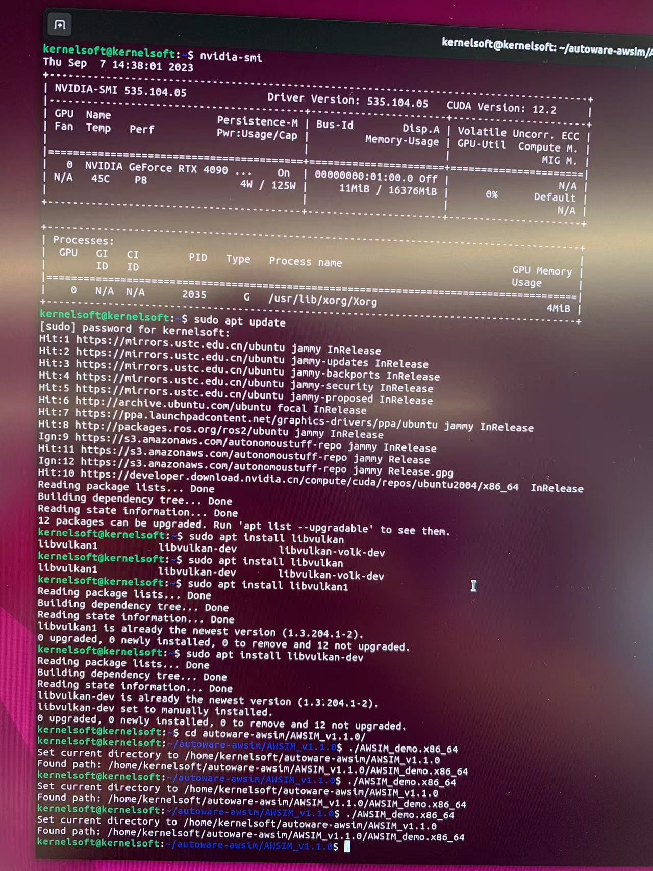 Problem with running AWSIM binary v1.1.0 on Ubuntu22 · Issue #87 · tier4/AWSIM · GitHub
