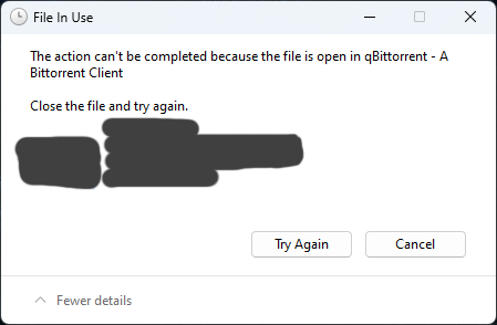 I/O error Access Denied on a file being accessed by qbittorrent.exe while downloading · Issue ...