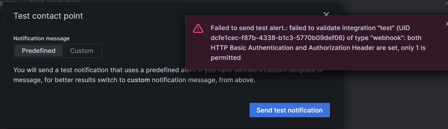 Alerting: Unable to configure Webhook contact point with Basic authentication · Issue #77906 ...
