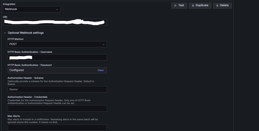 Alerting: Unable to configure Webhook contact point with Basic authentication · Issue #77906 ...