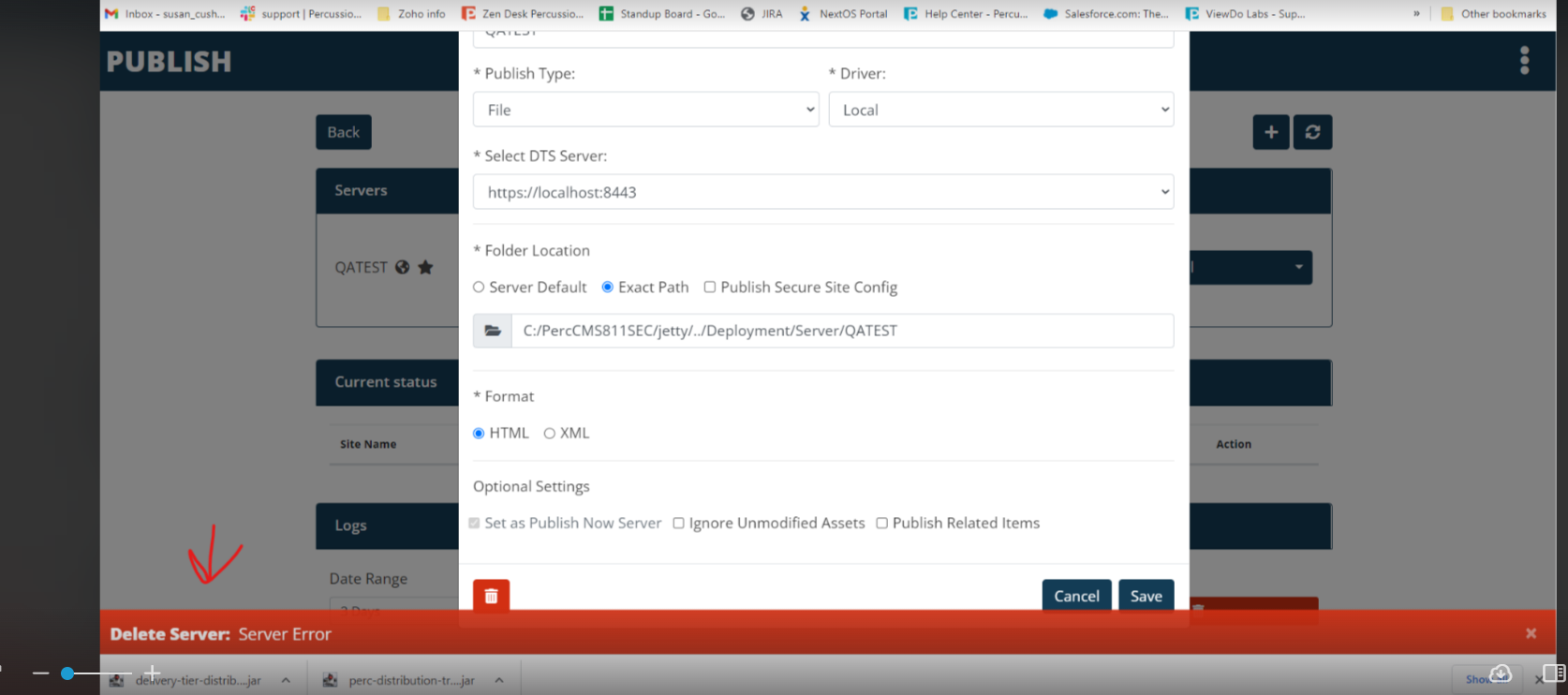Need better messaging when attempting to delete the default publishing server. · Issue #577 ...
