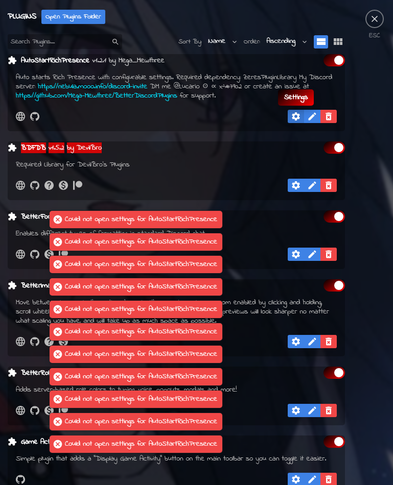 Dosen't work anymore · Issue #94 · Mega-Mewthree/BetterDiscordPlugins · GitHub