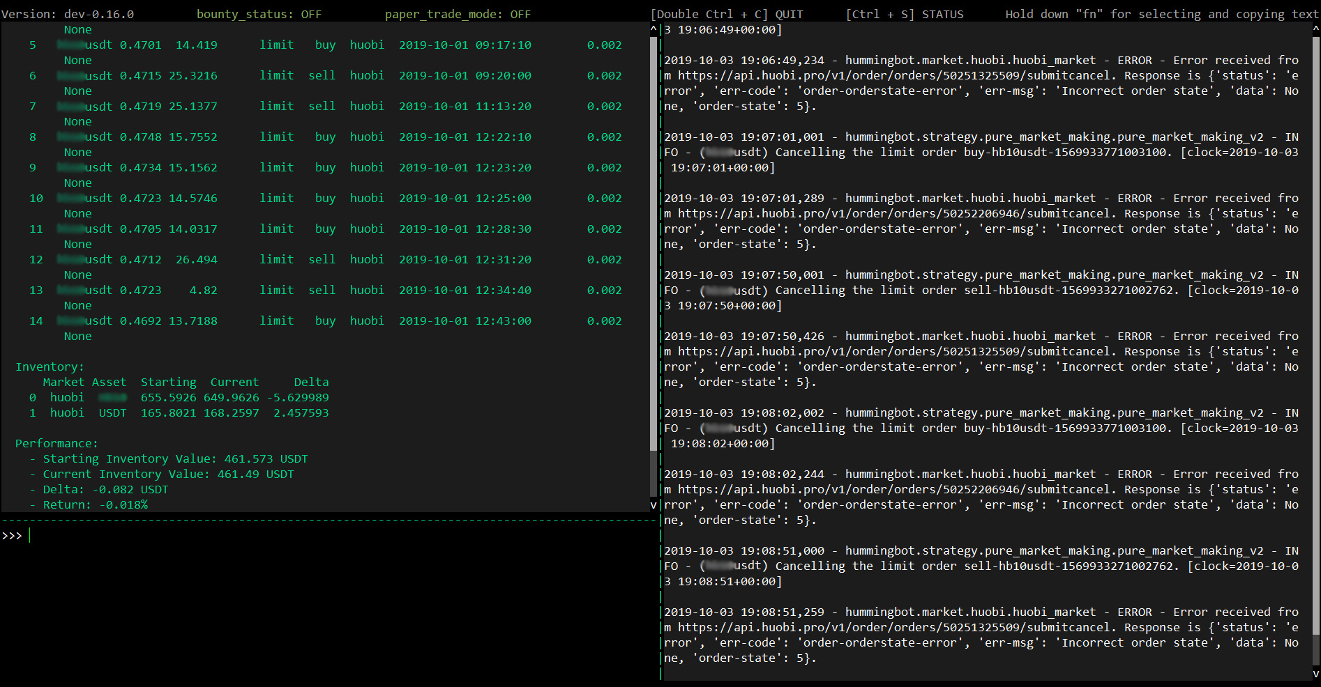 [BUG] Failed to submit cancel orders in Huobi · Issue #750 · hummingbot/hummingbot · GitHub