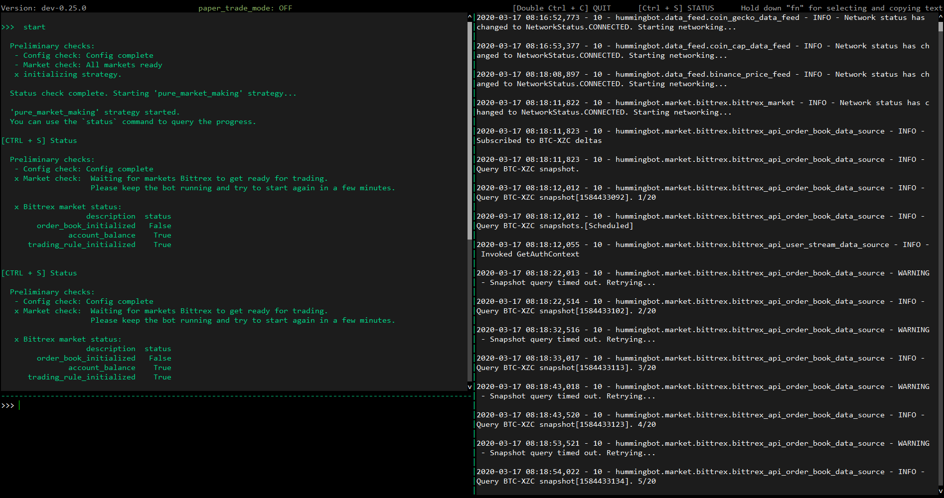 [BUG] Bittrex connector not working · Issue #1534 · hummingbot/hummingbot · GitHub