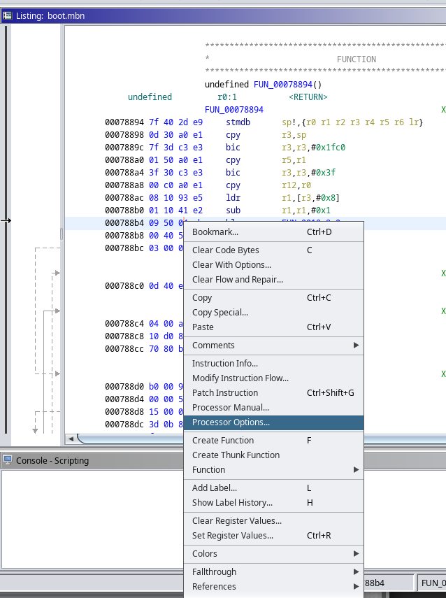 Disassembly listing context menu: "Processor Options..." does not display popup menu · Issue ...