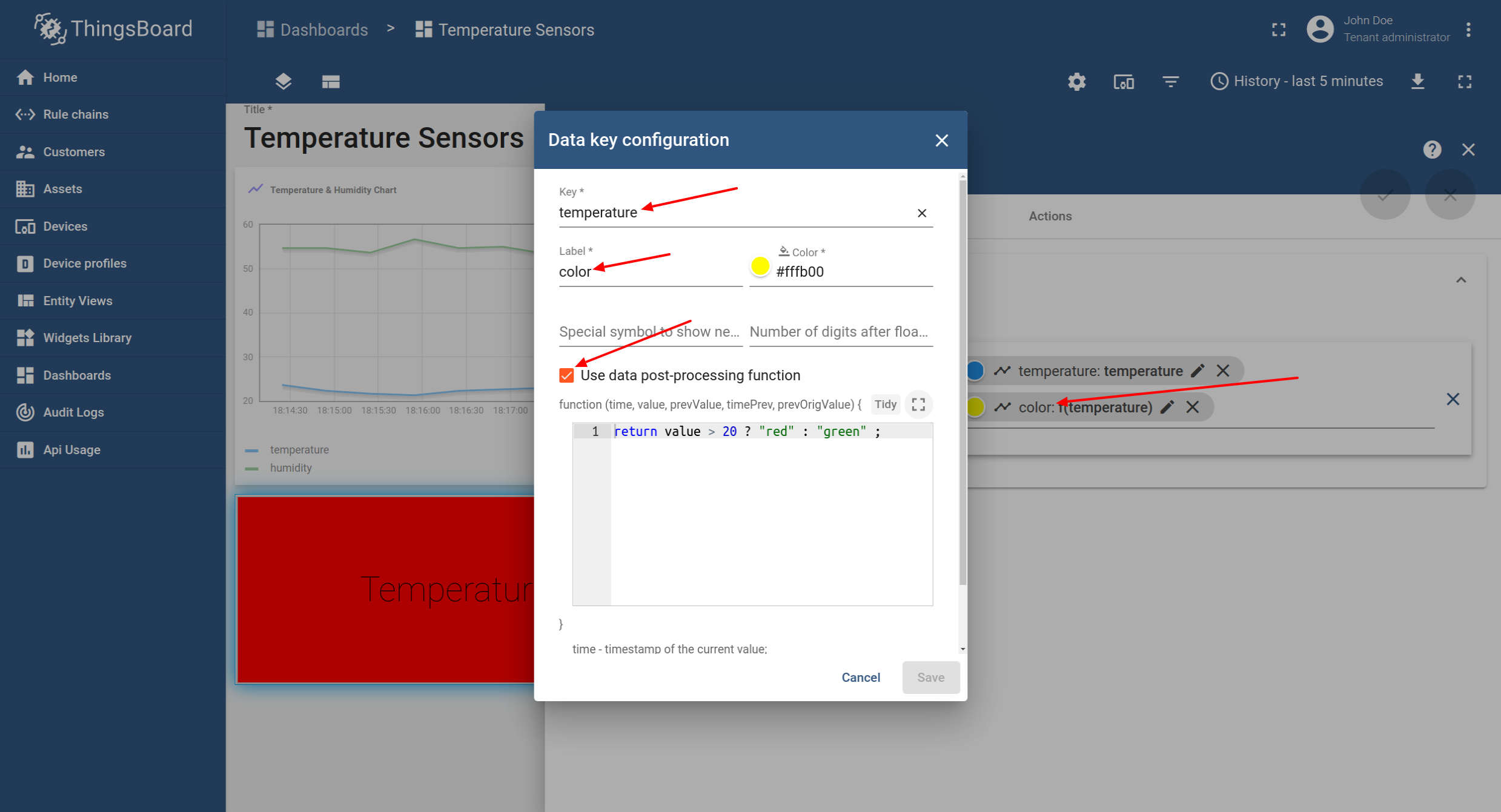 Thingsboard Dashboard Card with color change from red to green · Issue #3853 · thingsboard ...