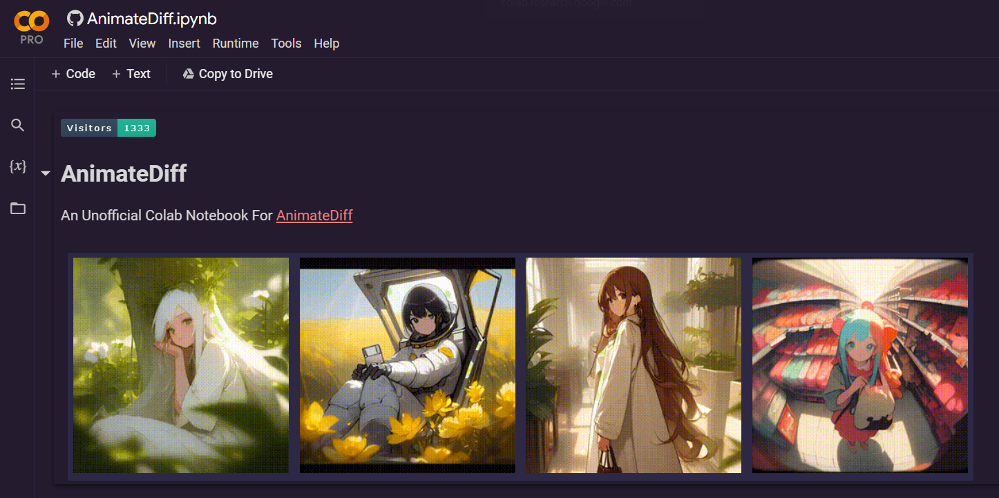 Google Colab Notebook for AnimateDiff · Issue #57 · guoyww/AnimateDiff · GitHub