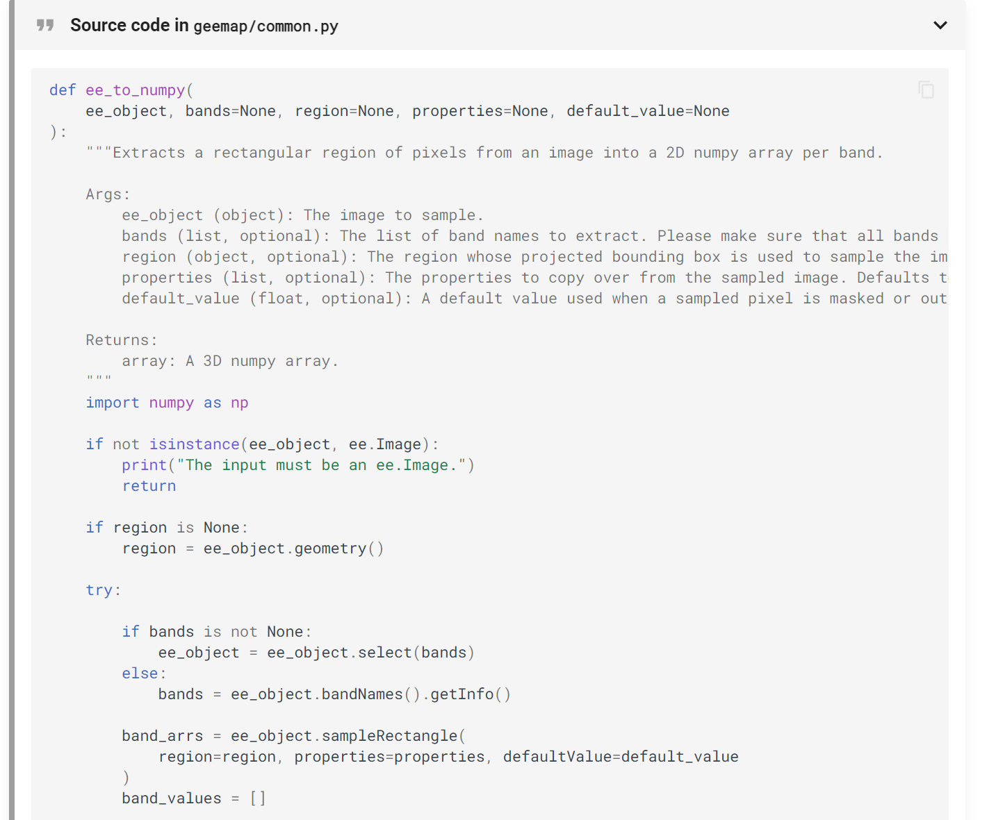 Strange values with ee_to_numpy · Issue #315 · gee-community/geemap · GitHub