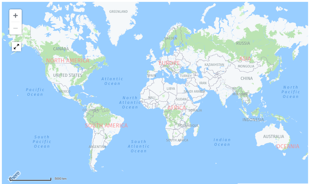 Change the default map view to be a global view rather than a U.S. view ...