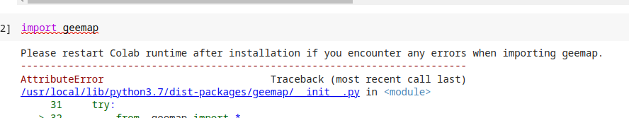 geemap fails to install in Colab · Issue #1322 · gee-community/geemap · GitHub