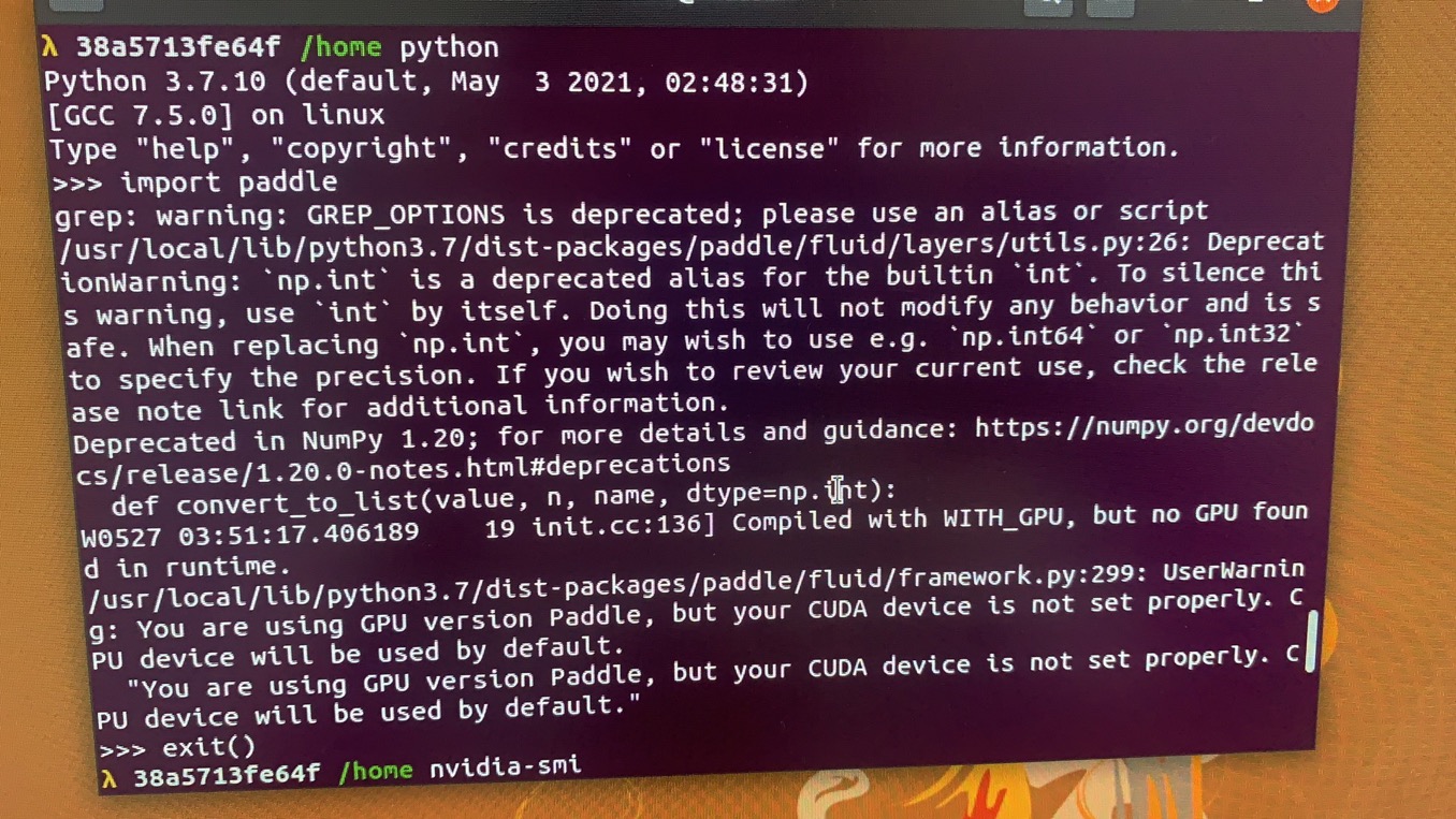 docker中无法使用paddle_gpu · Issue #33147 · PaddlePaddle/Paddle · GitHub