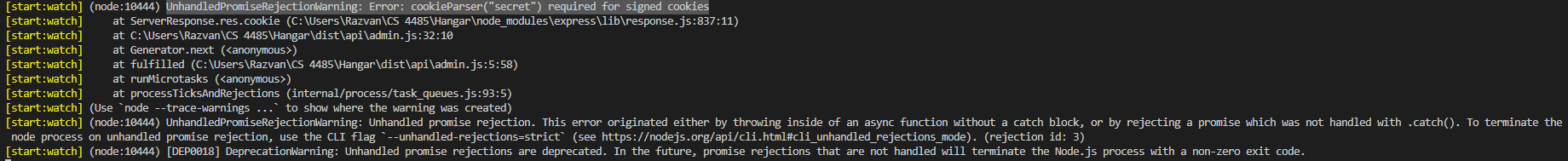 Bug Unhandledpromiserejectionwarning When User Enters Correct 