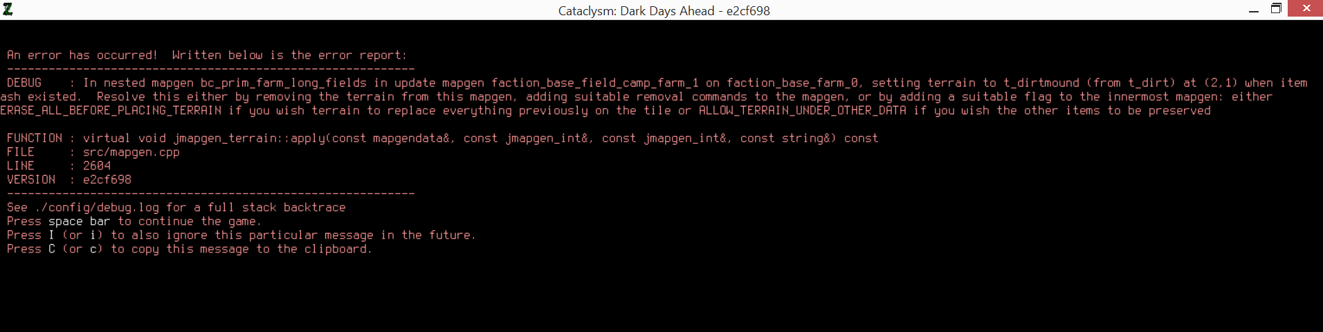 nested mapgen error when NPC comes back from creating basic farm plot mission · Issue #57418 ...