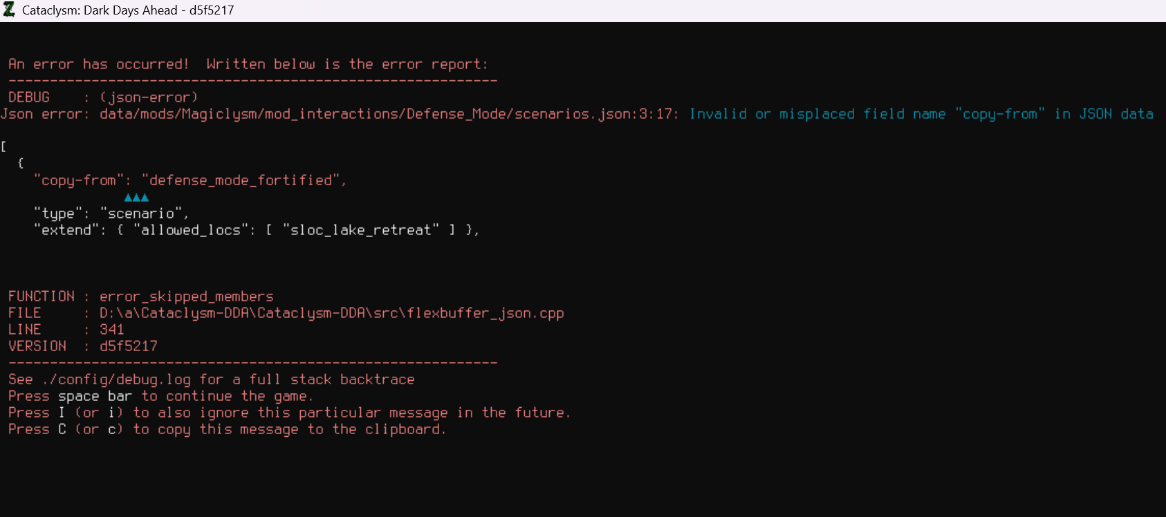 mods/Magiclysm/mod_interactions/Defense_Mode Invalid or misplaced field name "copy-from" in JSON ...
