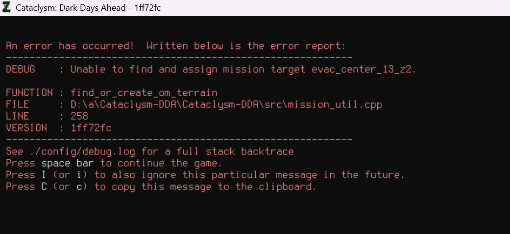 Unable to find and assign mission target evac_center_13_z2. · Issue #69193 · CleverRaven ...