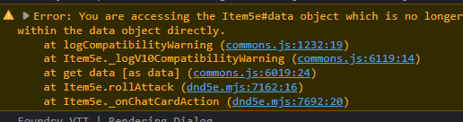 v2.0.0 alpha3: Deprecation warning when attacking with weapons that expend ammo · Issue #1746 ...