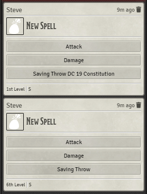 When a spell is upcast, the type and DC of the saving throw is not shown · Issue #1810 ...