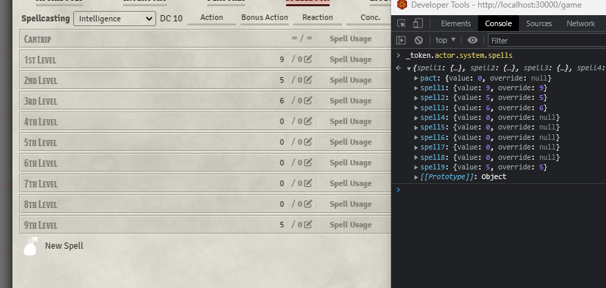 `spellx.override` does not render on the sheet if the actor has no spell slot progression ...