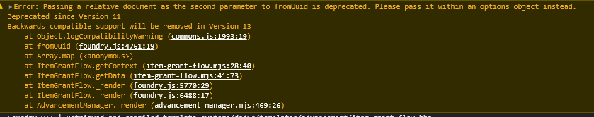 Rendering `ItemGrantFlow` in an advancement triggers a deprecation warning · Issue #2347 ...