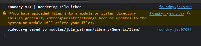 If a file in a module/system folder is drag-and-dropped into its own folder, a warning is ...