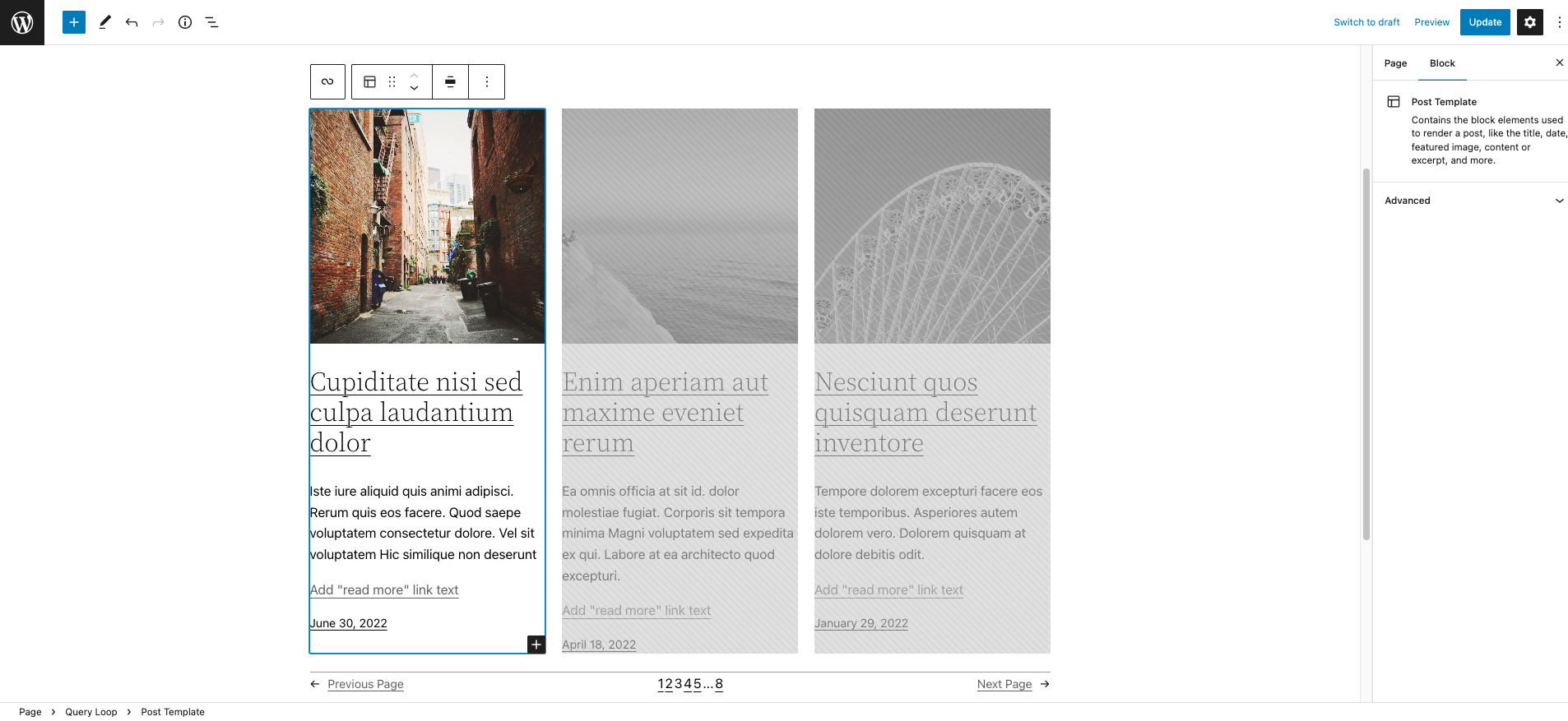 Post Template: show as one post selected, not all · Issue #42367 · WordPress/gutenberg · GitHub