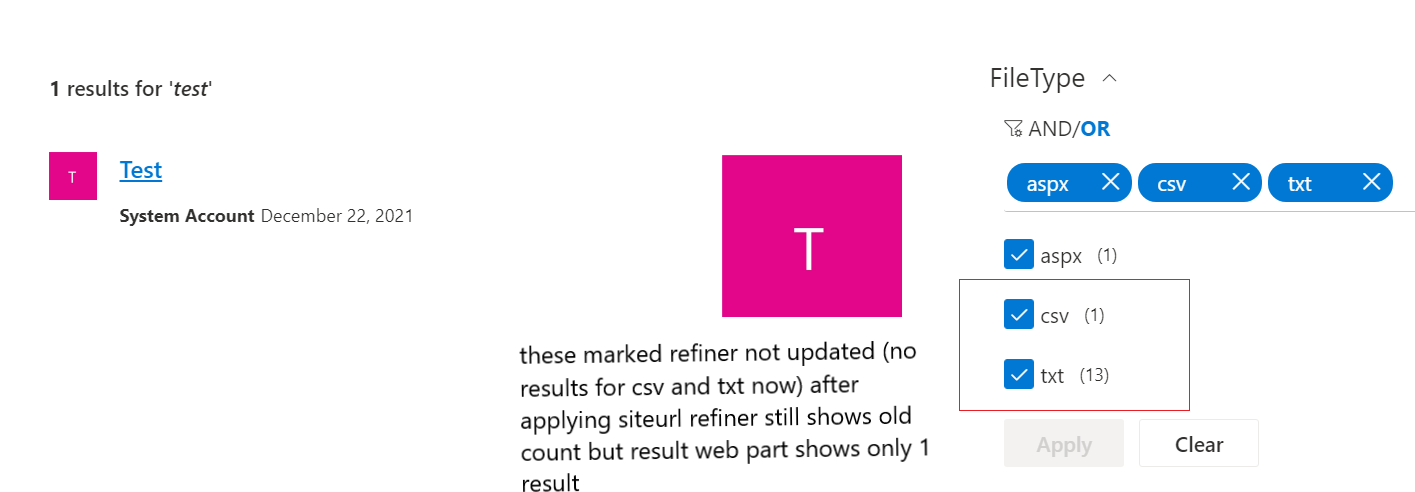 PnP Search Refiner Web Part is showing wrong count when using multiple refiners · Issue #2415 ...
