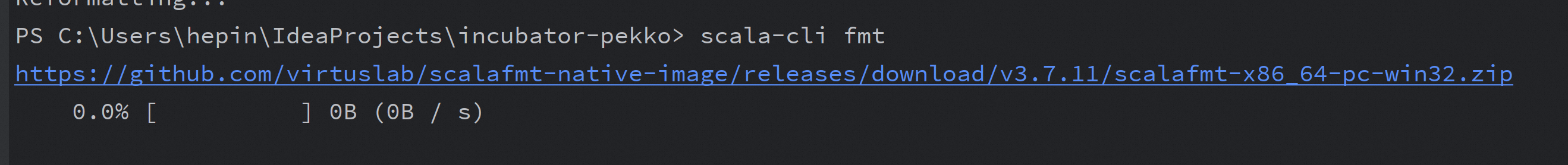 Should not try to download the remote native-scala-fmt everytime · Issue #2379 · VirtusLab/scala ...