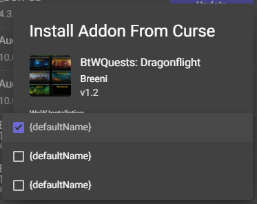 Installation names wrong in dialog for intalling from Curseforge procol link · Issue #1385 ...