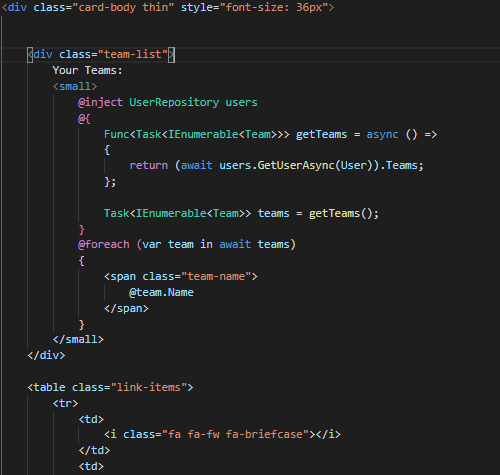 Razor syntax highlighting incorrect when await/parentheses used in foreach loop · Issue #68810 ...