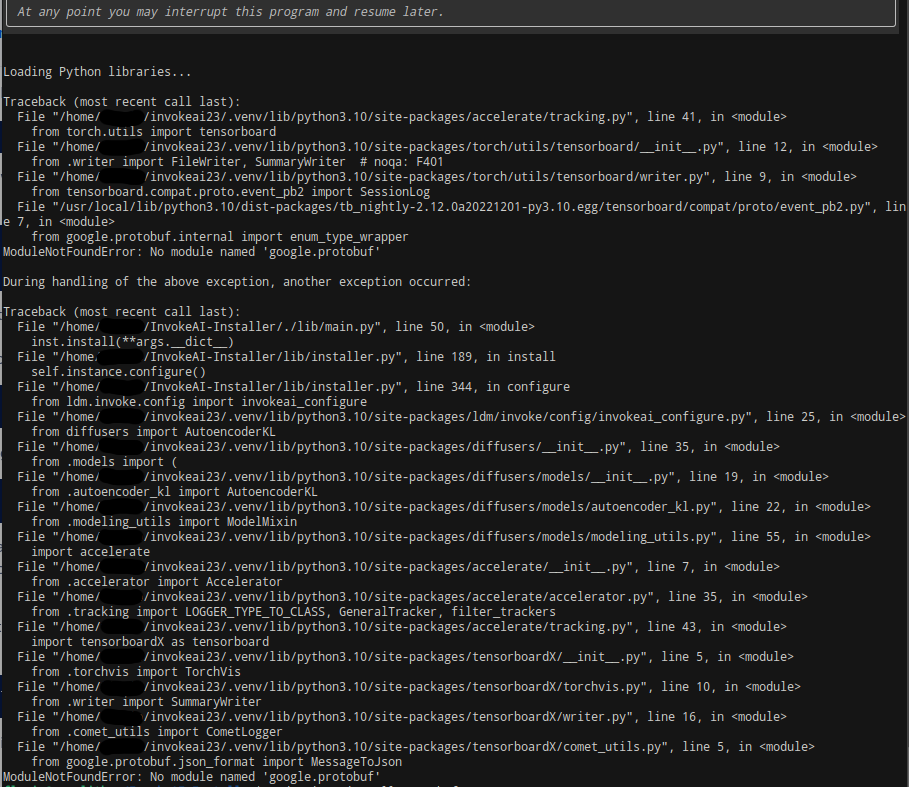 [bug]: Installer can't find protobuf · Issue #2637 · invoke-ai/InvokeAI · GitHub