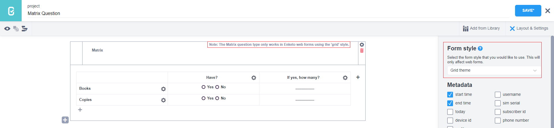 Improvements in a matrix question · Issue #3792 · kobotoolbox/kpi · GitHub