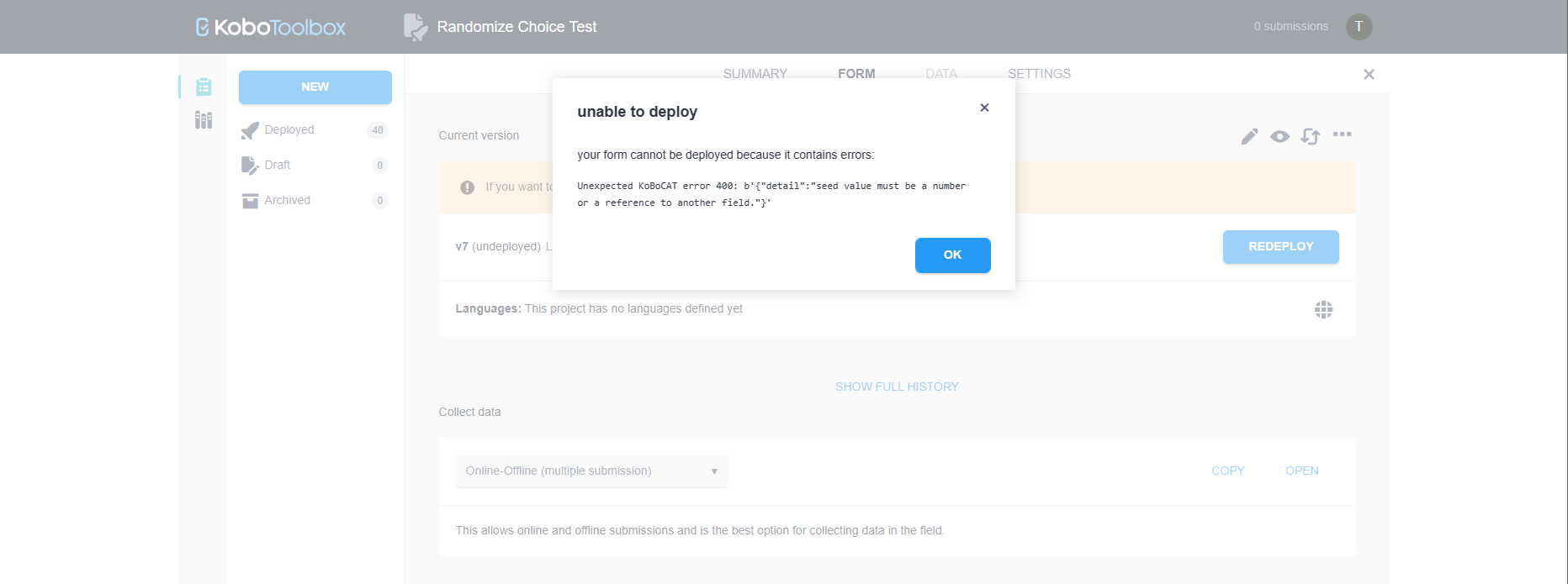 Remove `seed=` once the number is removed from the `seed` in the form builder · Issue #4421 ...