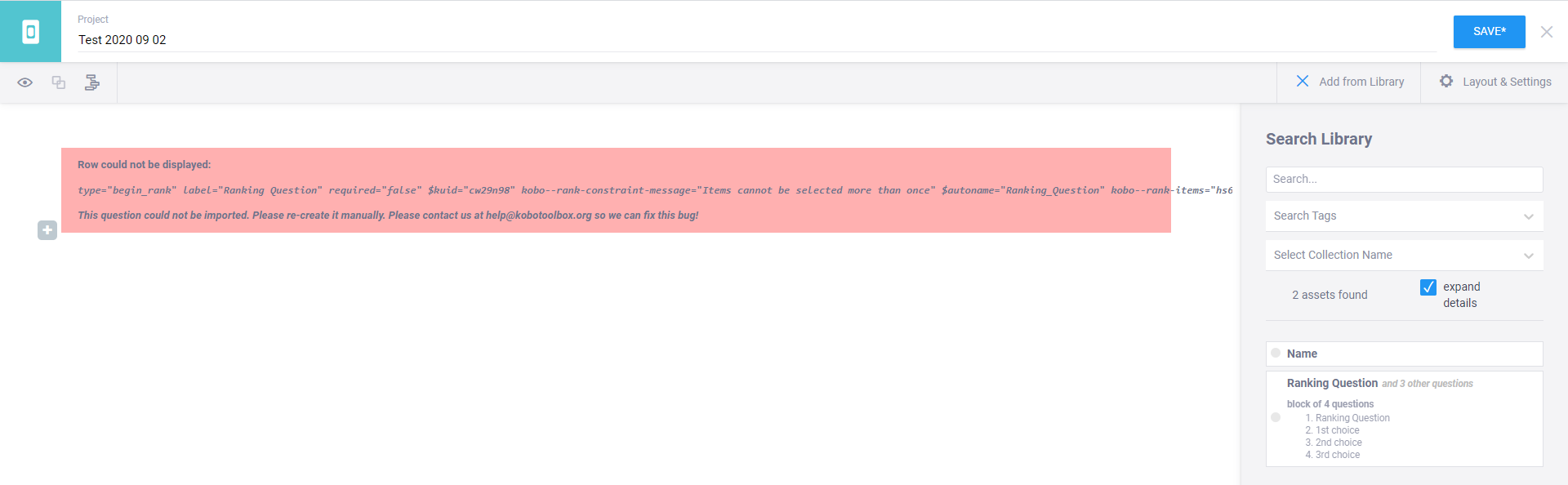 Ranking questions can be added to the library but they can't be added to the form builder UI ...