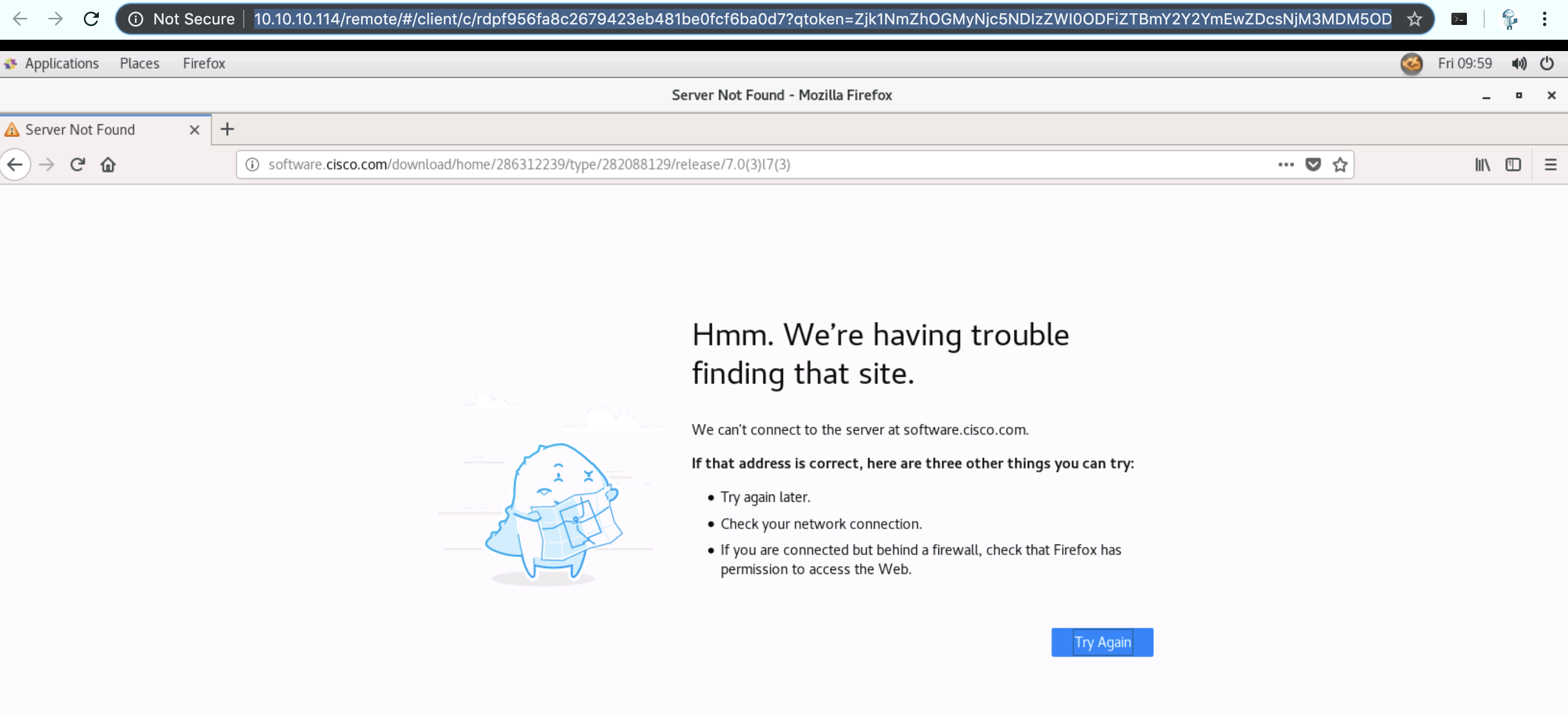 DevBox Sandbox: When using RDP to download Nexus 9000v Switch release, browser says it cannot ...