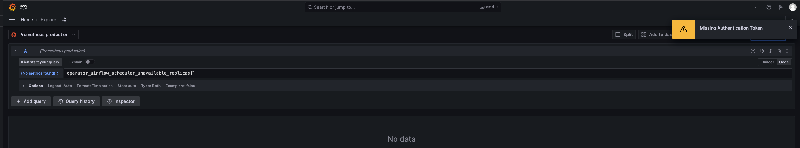 Bug Missing Authentication Token · Issue 61 · Awsamazon Managed Grafana Roadmap · Github