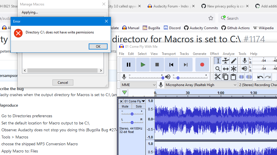 Audacity crashes when the output directory for Macros is set to C:\ · Issue #1174 · audacity ...