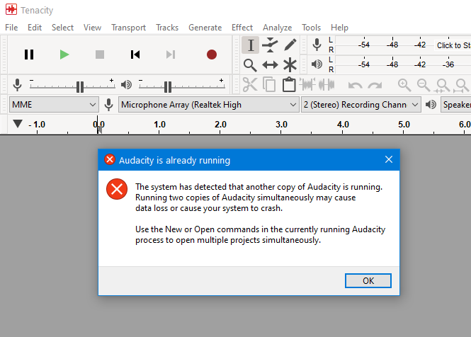 Tenacity prevents Audacity from launching (and vice versa) · Issue #364 ...