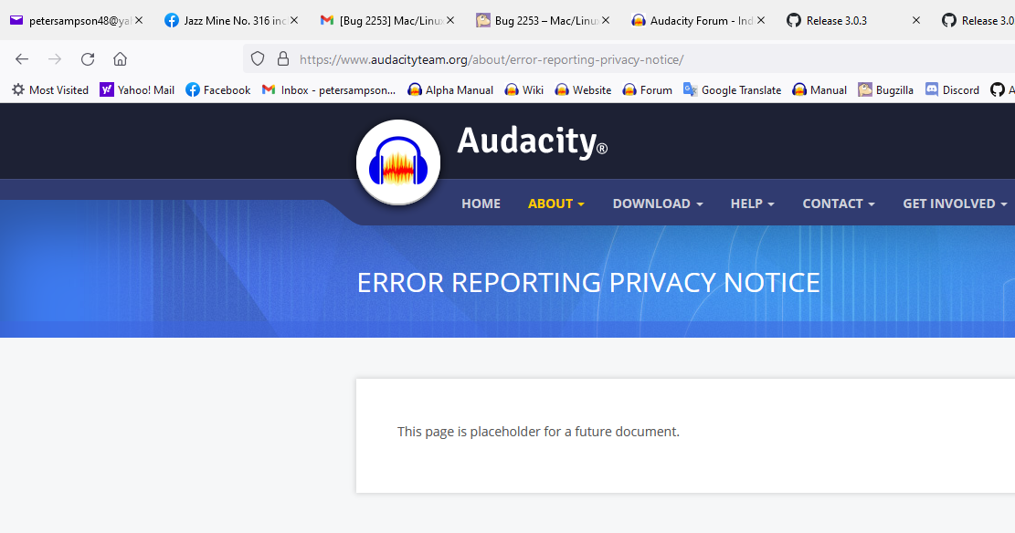 Error Dialogs Link To Wrong Privacy Notice · Issue 1361 · Audacityaudacity · Github