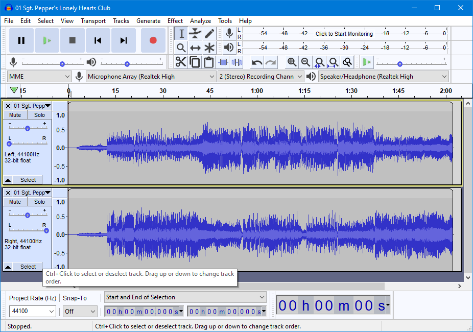 Should always be only one drag-bar per stereo track · audacity audacity ...