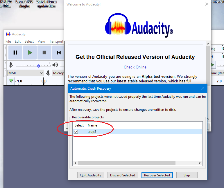 Audacity can create an unamed project and leave stranded SHM and WAL ...