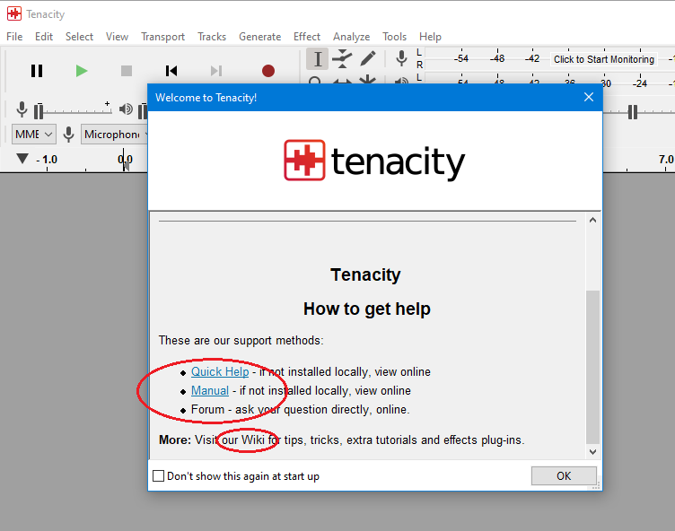 Tenacity launch dialog has links to Audacity sites · Issue #531 ...